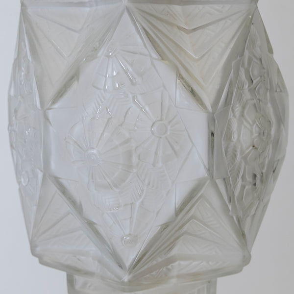 French Art Deco Pendant Light | Frosted Glass with Florals - The ...