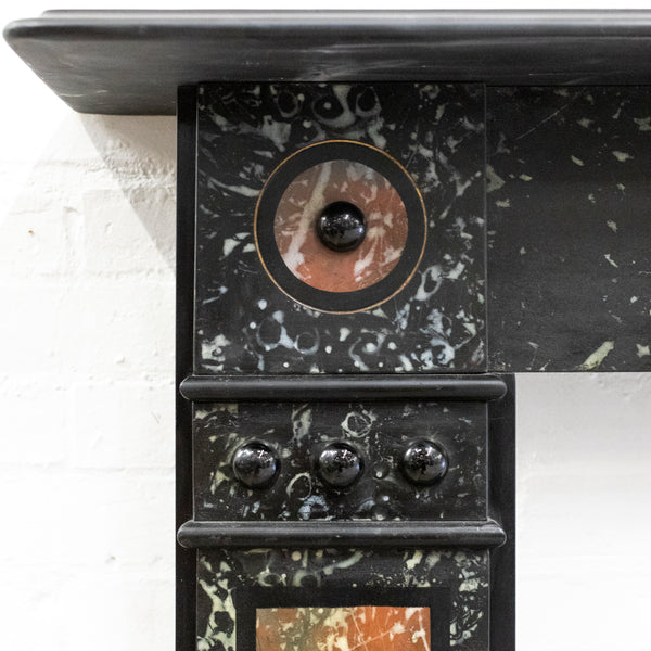 Antique Victorian "Marbelised" Slate Fireplace Surround With Roundels ...