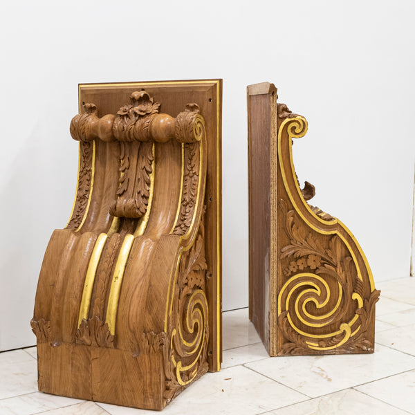 Pair of Monumental Carved Oak Corbels from Clothworkers Hall, London ...