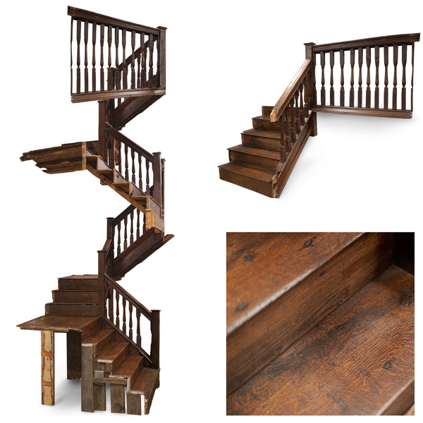 Antique Queen Anne 18th Century Oak Staircase - The Architectural Forum