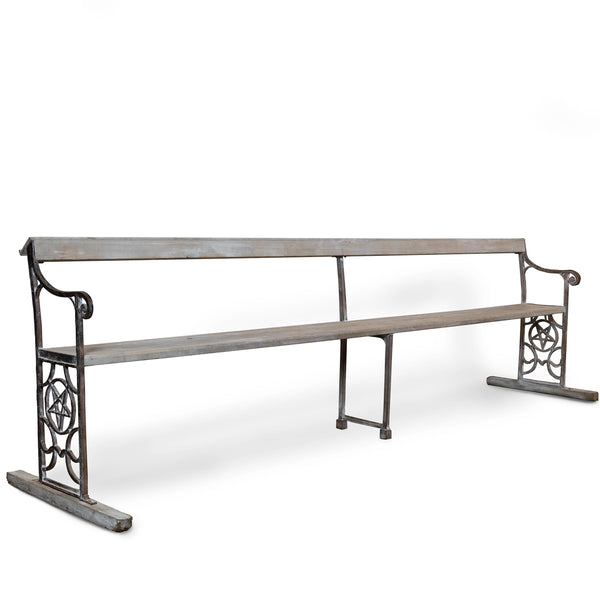 Reclaimed Cast Iron Long Bench with Pentagram - The Architectural Forum